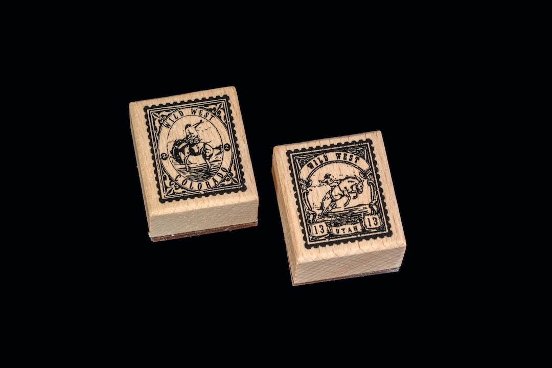 Wild West Wooden Stamps Postal Style for Scrapbooks, Cowboys Junk ...