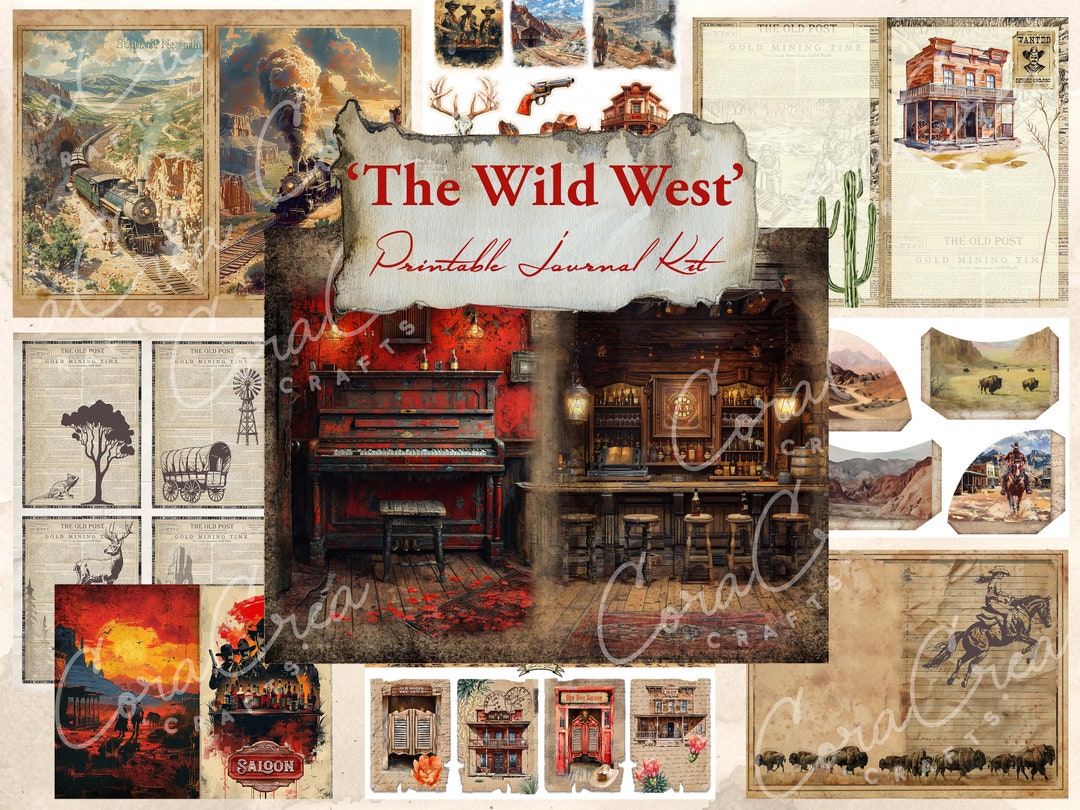 Cowboys Wild West Digital Junkjournal Kit Western Set Printable Pages ...
