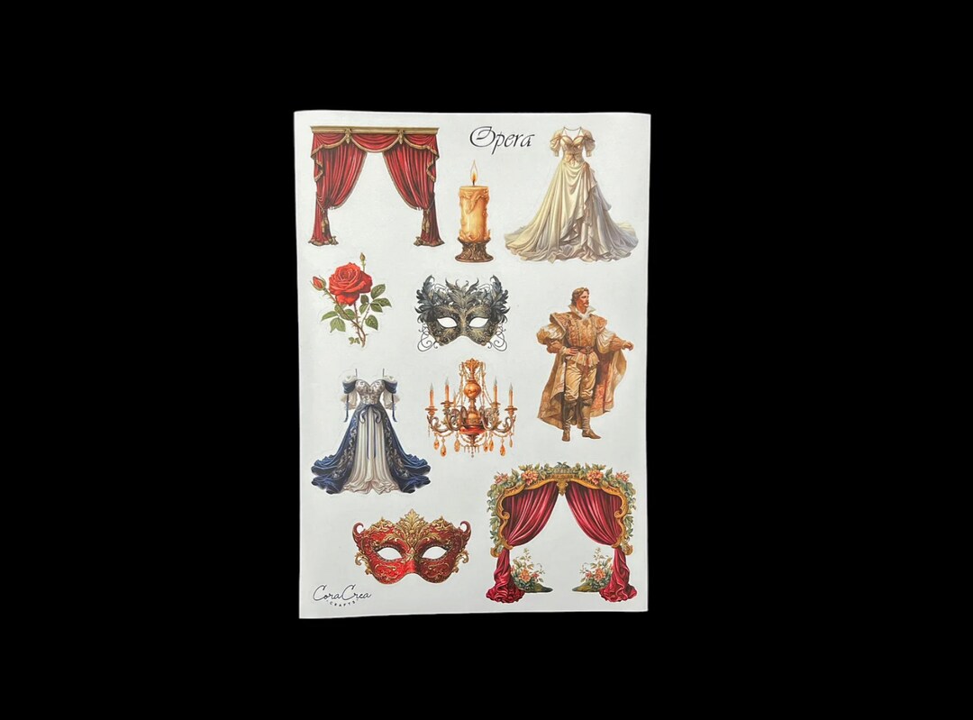 Opera Themed Ephemera Sticker Sheet for Junk Journaling, Scrapbooking ...