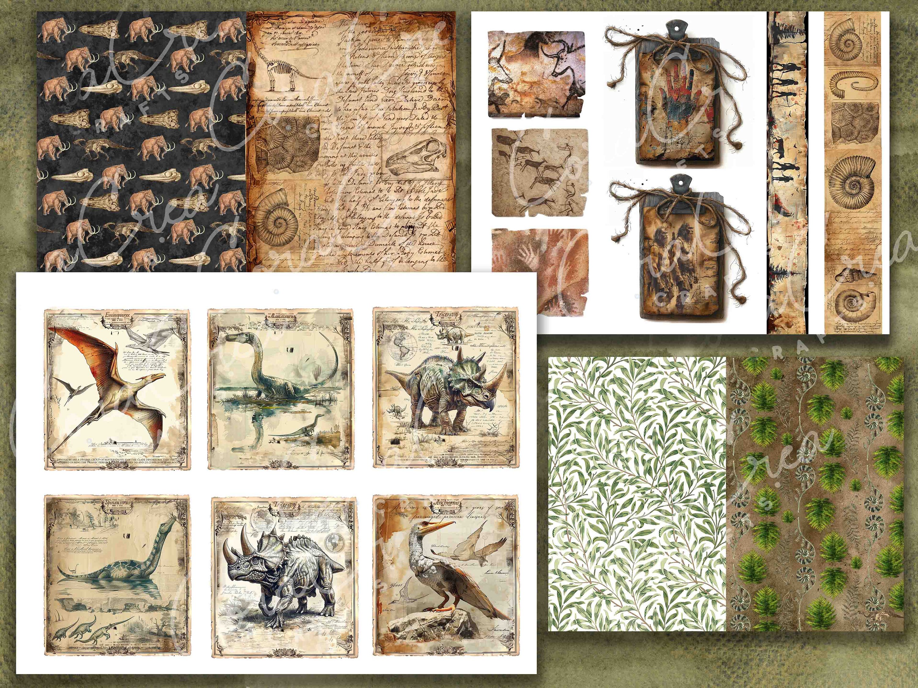 Dinosaurs Junk Journal Digital Kit - Prehistory Set Printable Pages ...