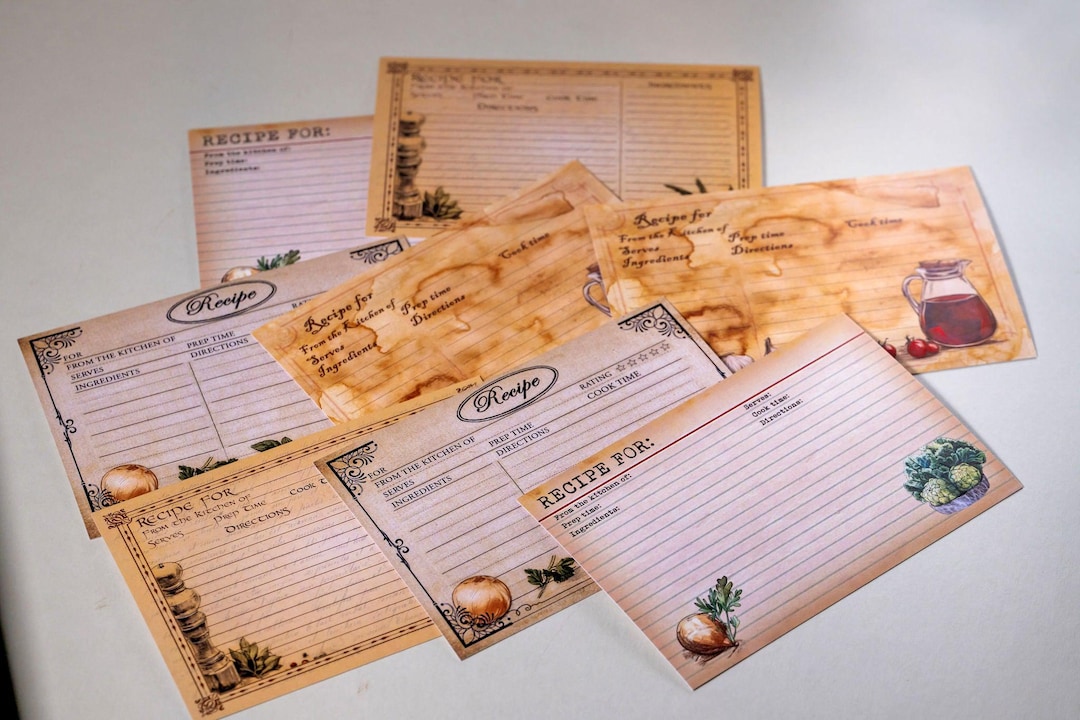 Set of Recipe Cards for Scrapbooking Journaling Gift Giving Arts and ...