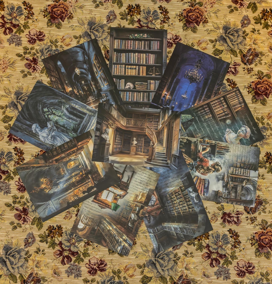 Libraries Paper Set: 10 Pages of Antique Library Shelves With Books ...