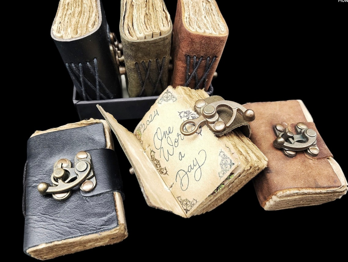 Vintage Handmade Leather Mini Journals, Mini Pocket Journals Available ...