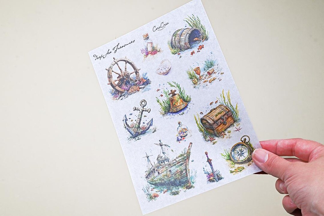 Deep Sea Treasures Sticker Sheet- Journaling, Scrapbooking, Crafting ...