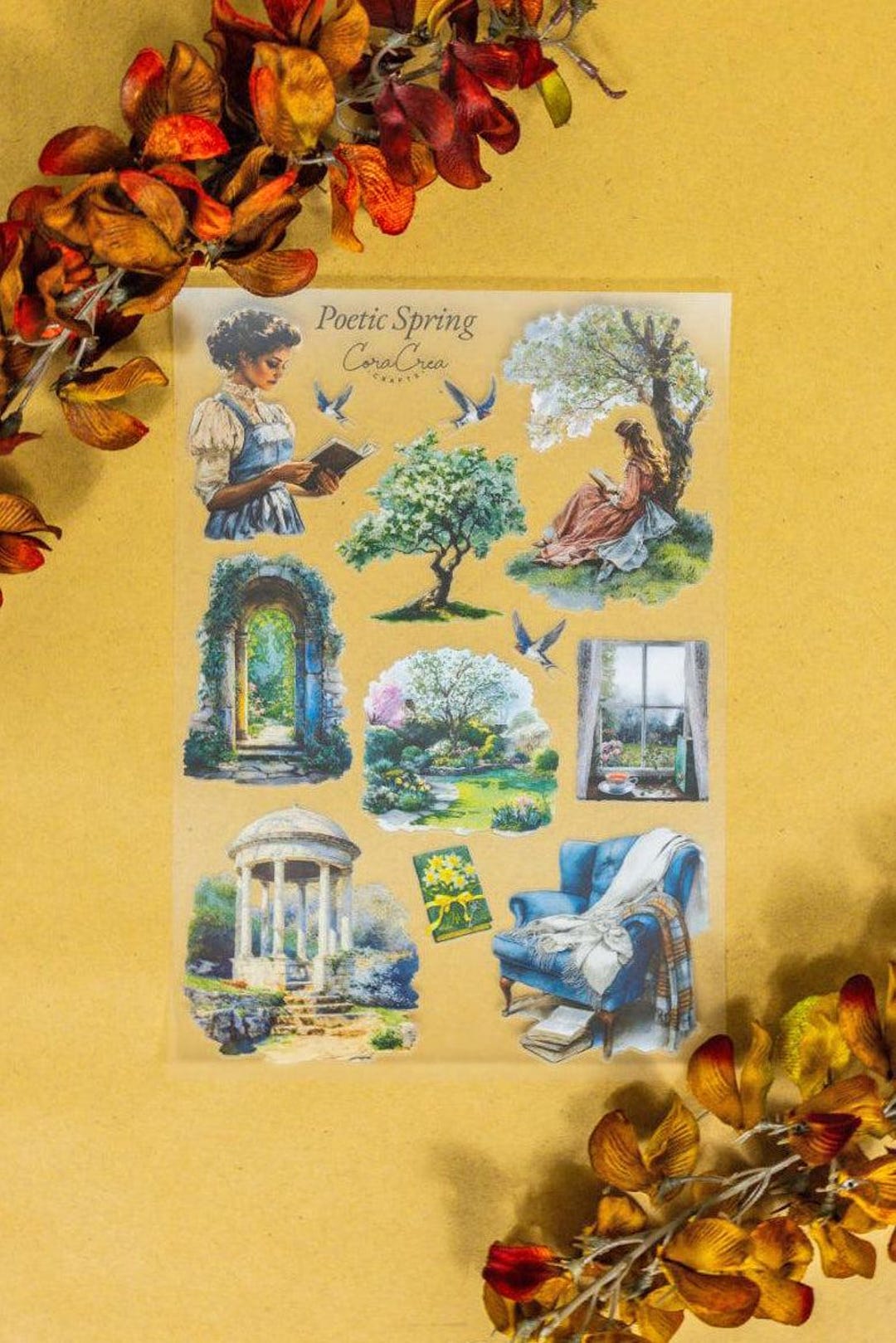 Poetic Spring Sticker Sheet V.1: Spring and Literature Inspired Easy to ...