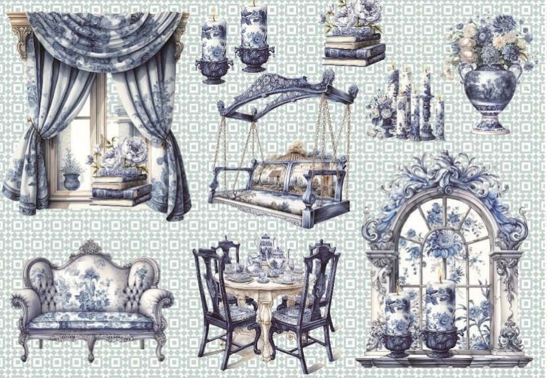 Vintage England Furniture Paper Craft Decoration, Textured Rice Paper ...