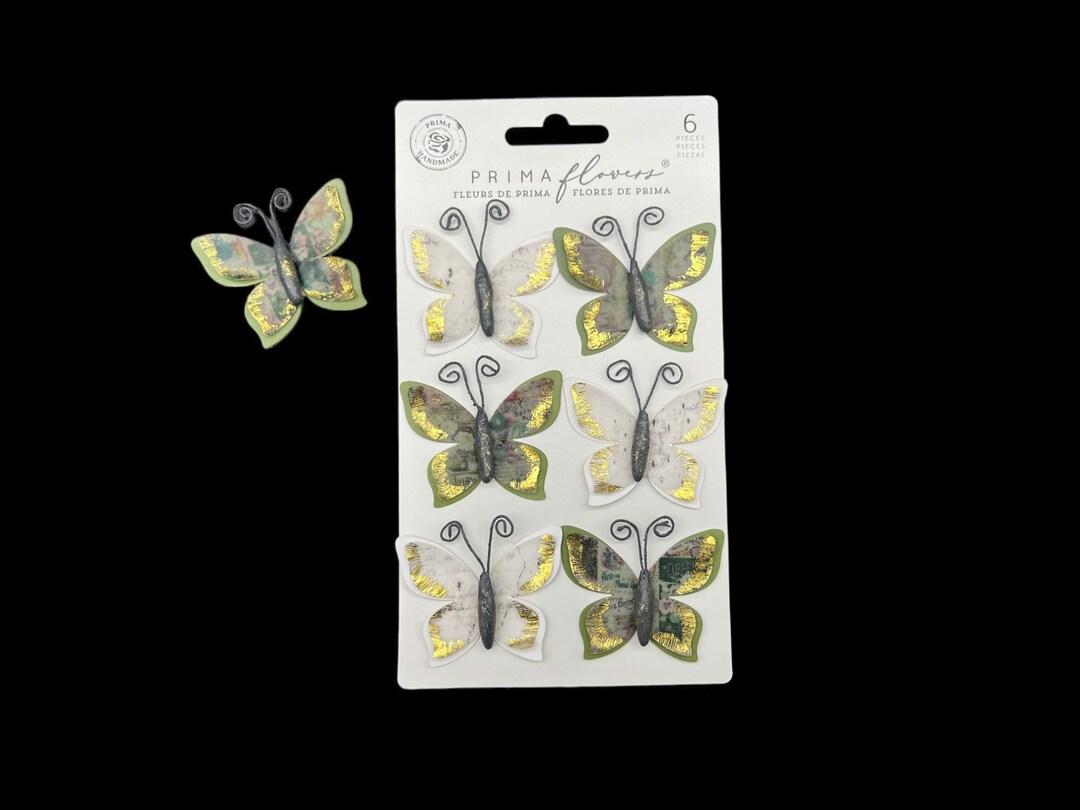 6 Pack Gilded Butterflies With Gold Accents for Scrapbooking ...