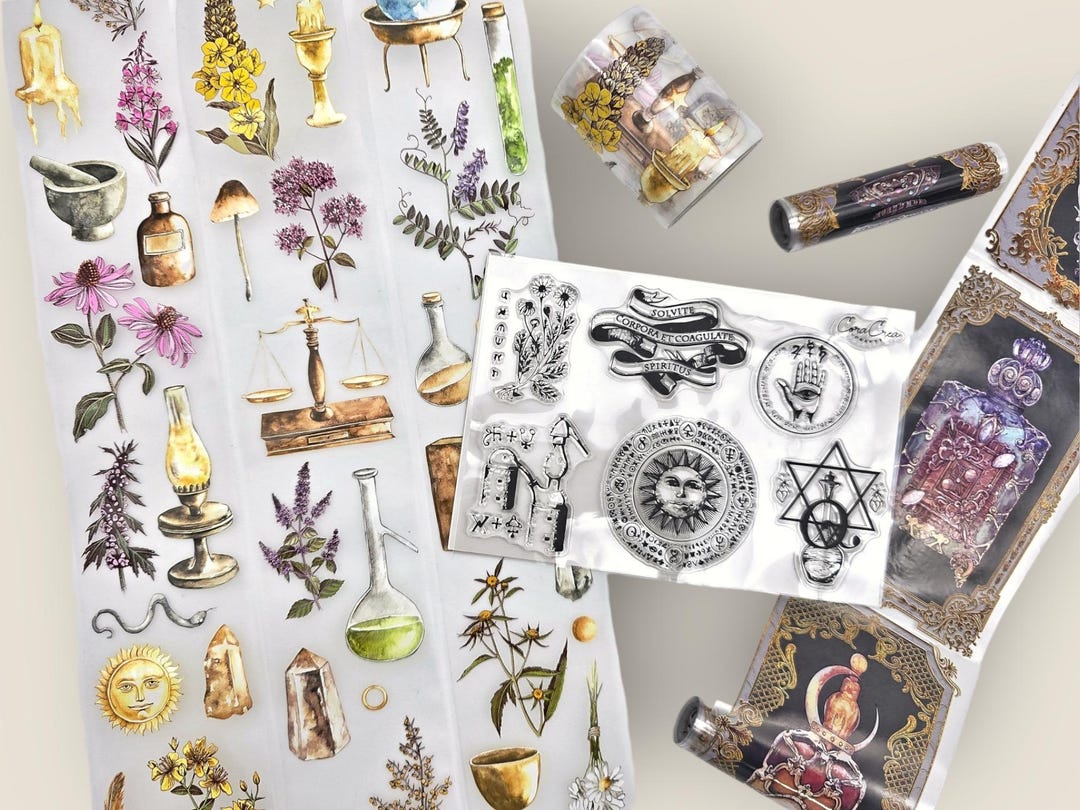 Alchemy Art Set Bundle Alchemist Washi Tape, Magic Jar Stickers, Clear ...