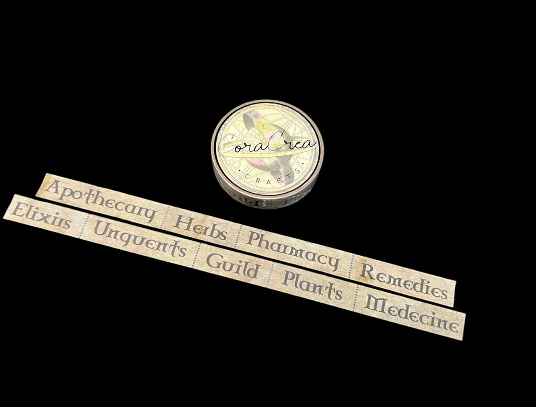 Vintage Style Apothecary Themed Washi Tape Words for Junk Journaling and Scrapbooking Featuring ...
