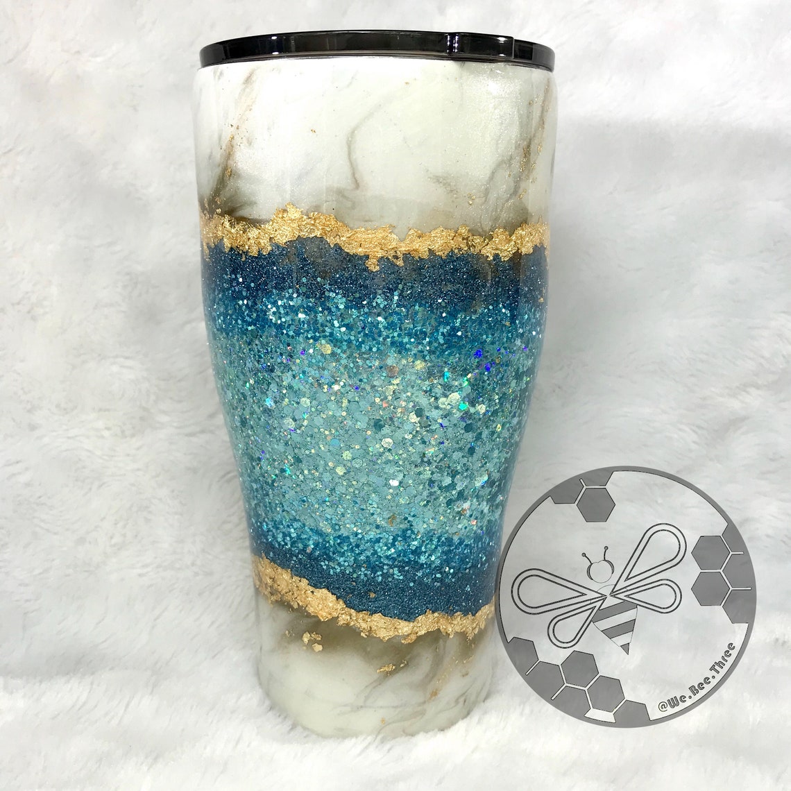 Geode Glitter Tumbler Blue Topaz Fault-line Design resin | Etsy
