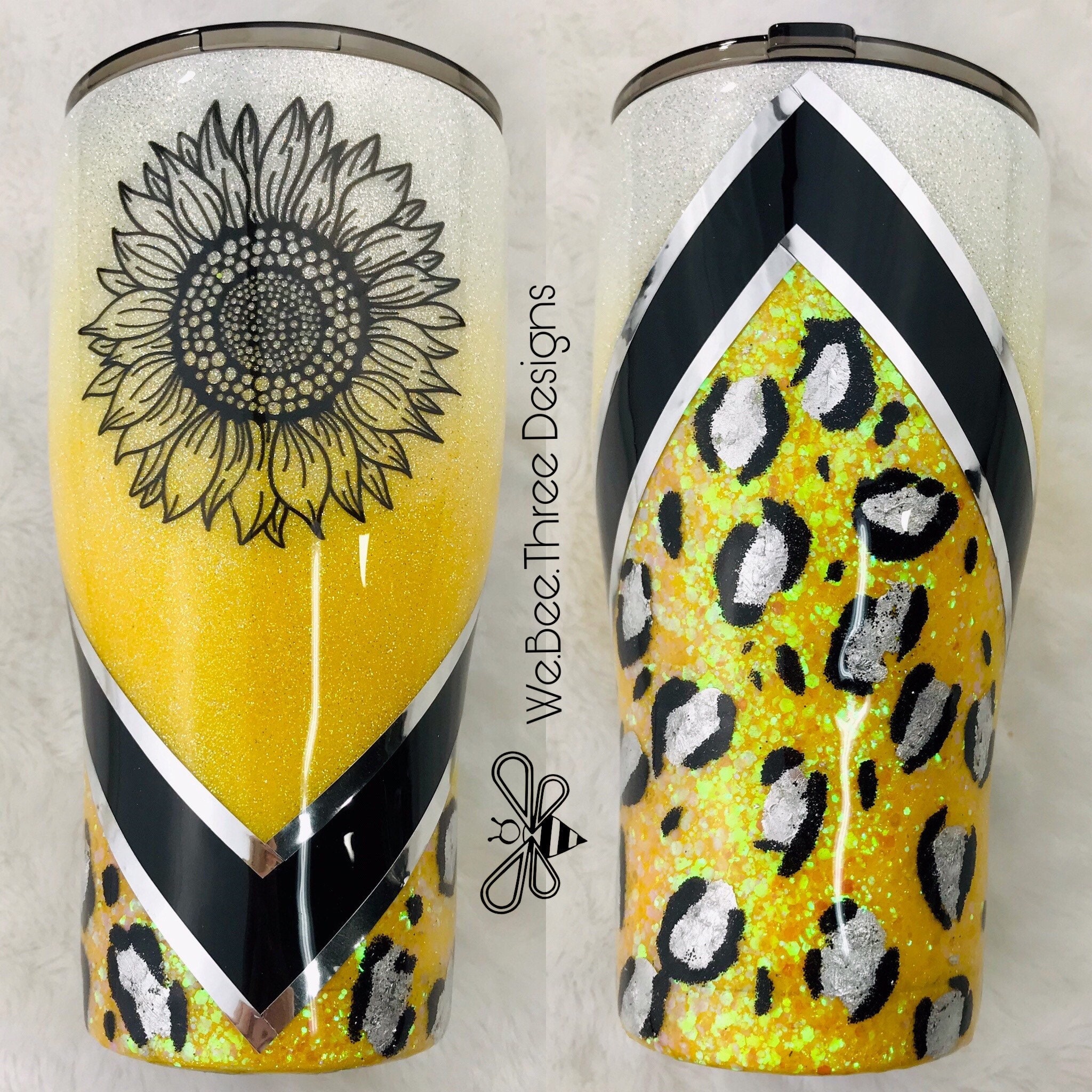 Split tumbler/ black and white stripe/ red glitter/ leopard print/ gold ...
