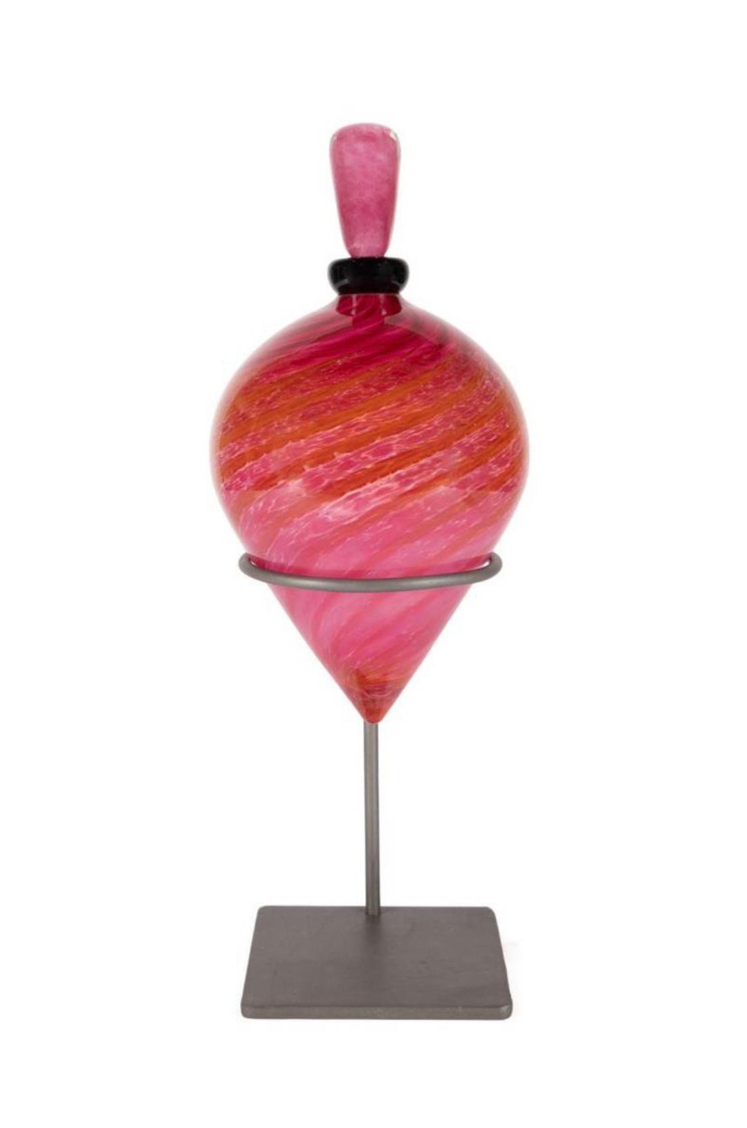 Art Glass Sculpture of a Top on Stand - American School Art Glass ...
