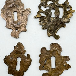 Set of Four Keyhole Escutcheon Plates From Vintage Furniture - Set of ...