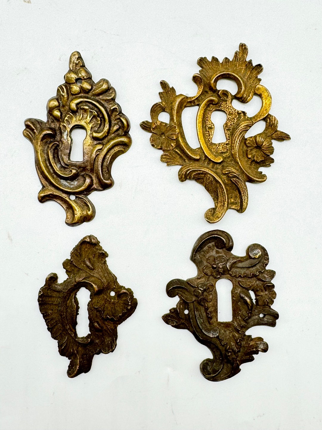 Set of Four Keyhole Escutcheon Plates From Vintage Furniture - Set of ...