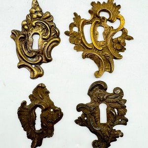Set of Four Keyhole Escutcheon Plates From Vintage Furniture - Set of ...