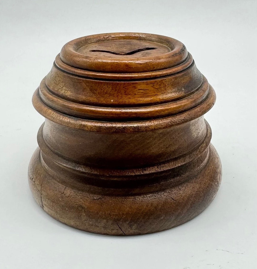 Antique Treenware String Winder With Lid - Nineteenth Century Wood ...