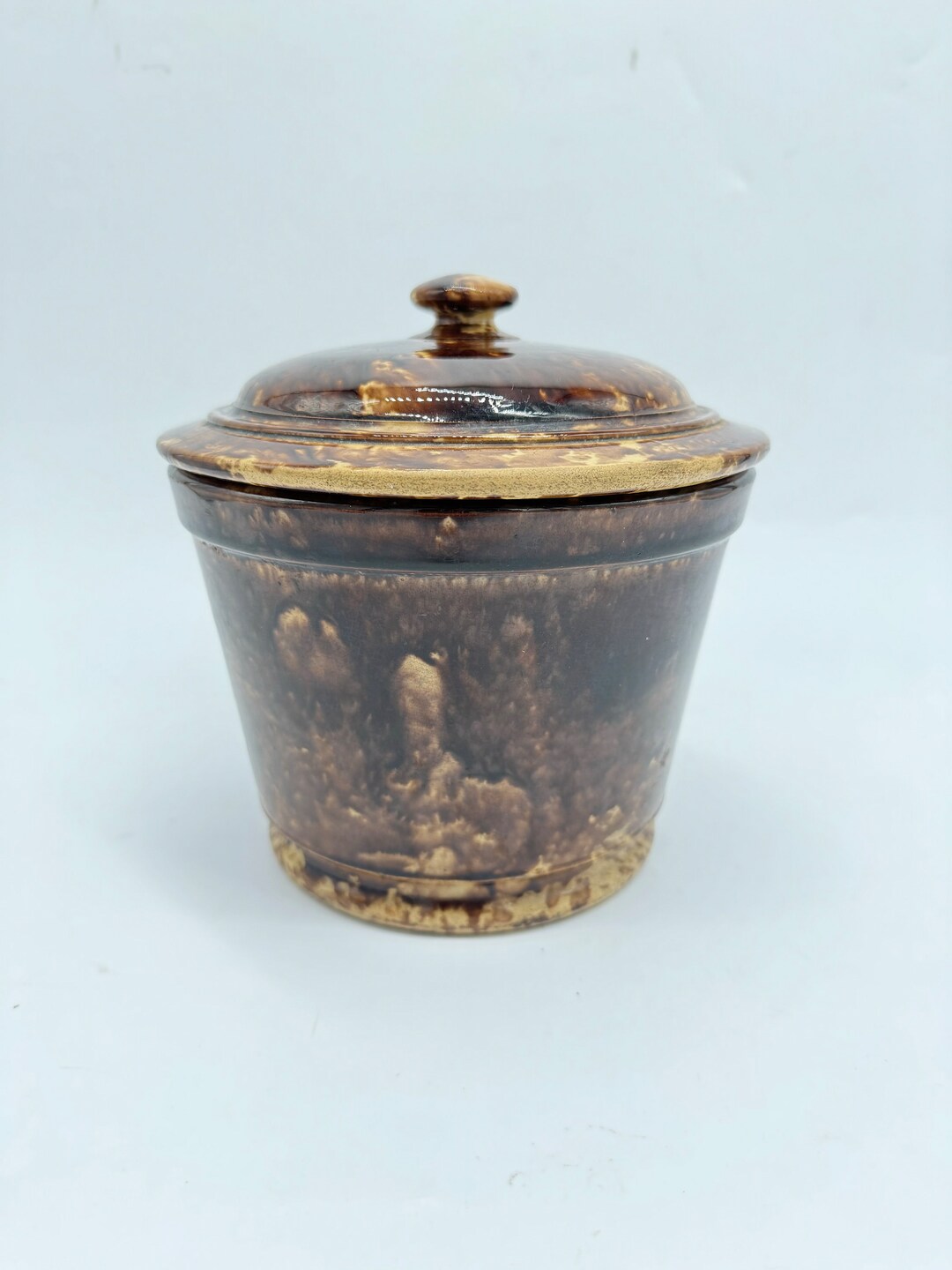 Bennington Pottery Lidded Urn - Glazed Mottled Brown Urn - Antique ...