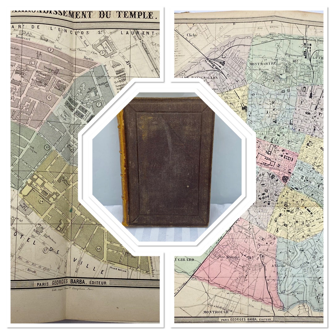 Antique Maps of Paris in Book Le Nouveau Paris by Emile De Labedolliere ...