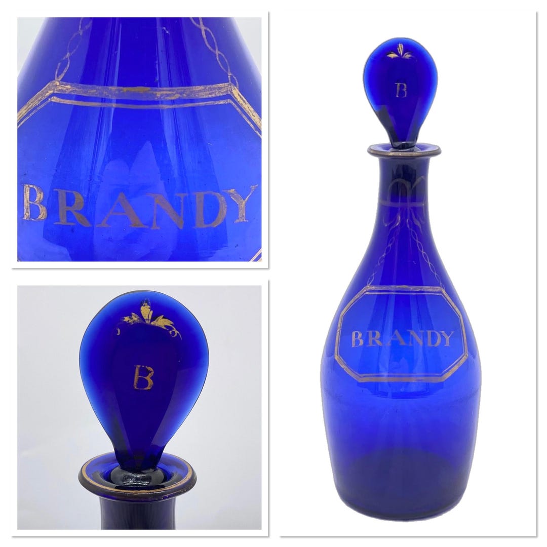 Antique Cobalt Blue Brandy Decanter From the Early 1800s - George III ...