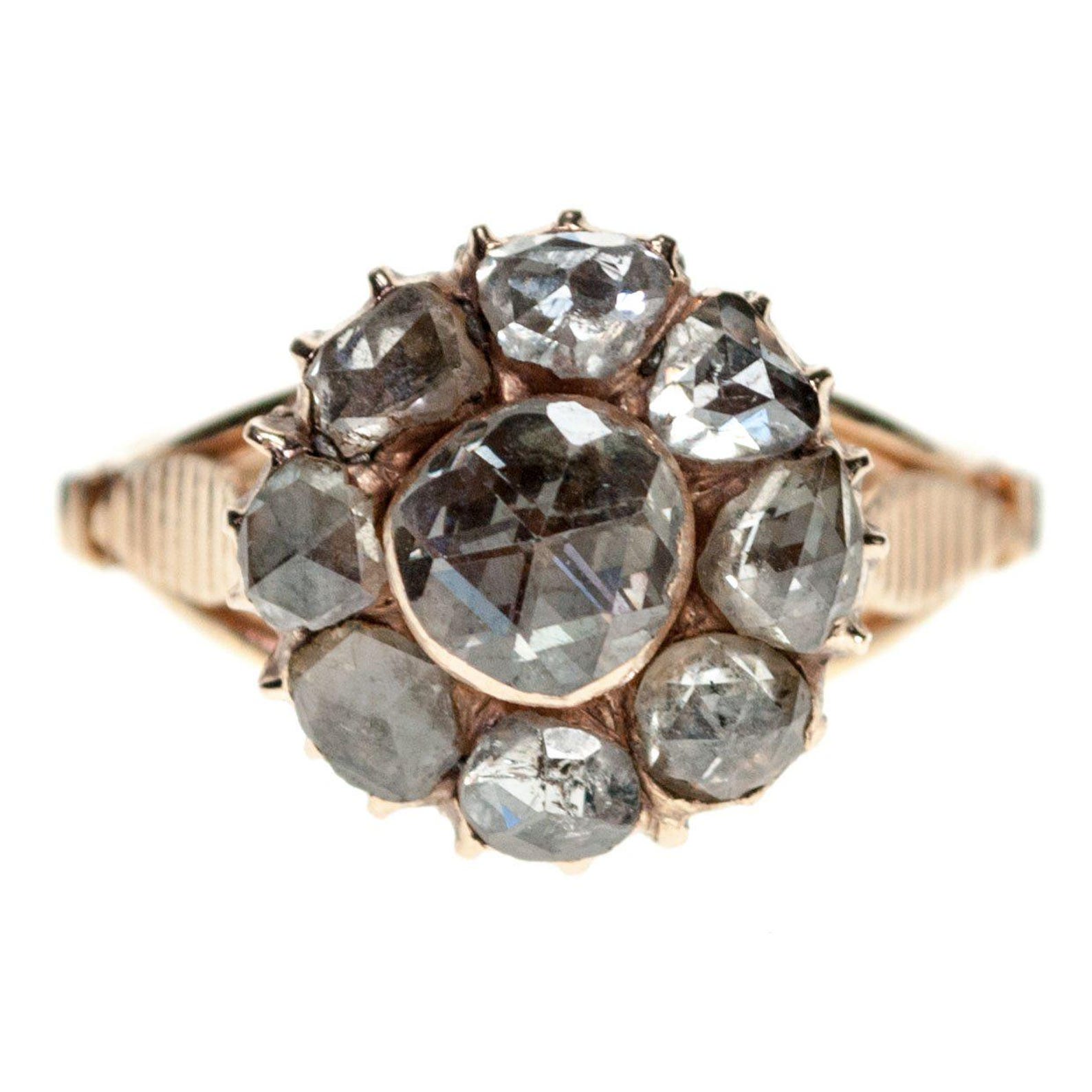 Diamond 18k Cluster Ring 3593-1680 - Etsy