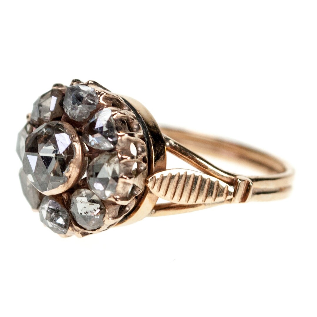 Diamond 18k Cluster Ring 3593-1680 - Etsy