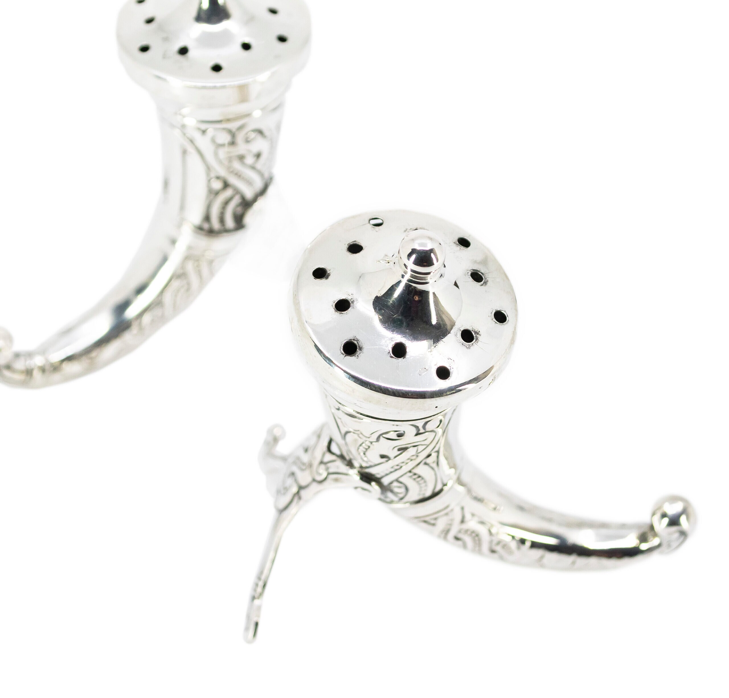 Silver "cornucopia" Salt and Pepper Shakers Set 12857-2909 - Etsy