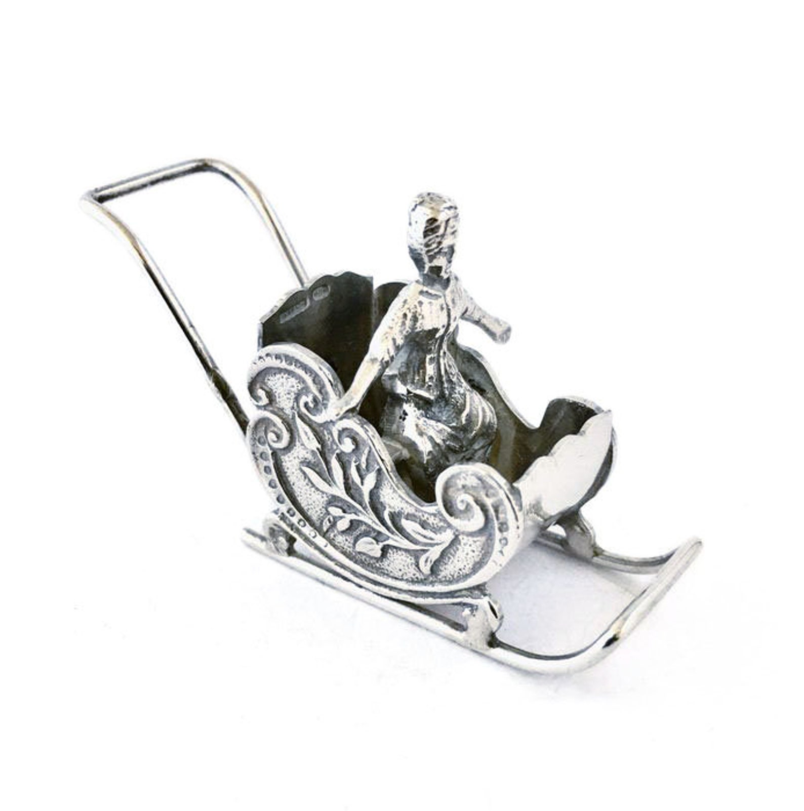 Silver "lady in Sled" Miniature 13866-2970 - Etsy
