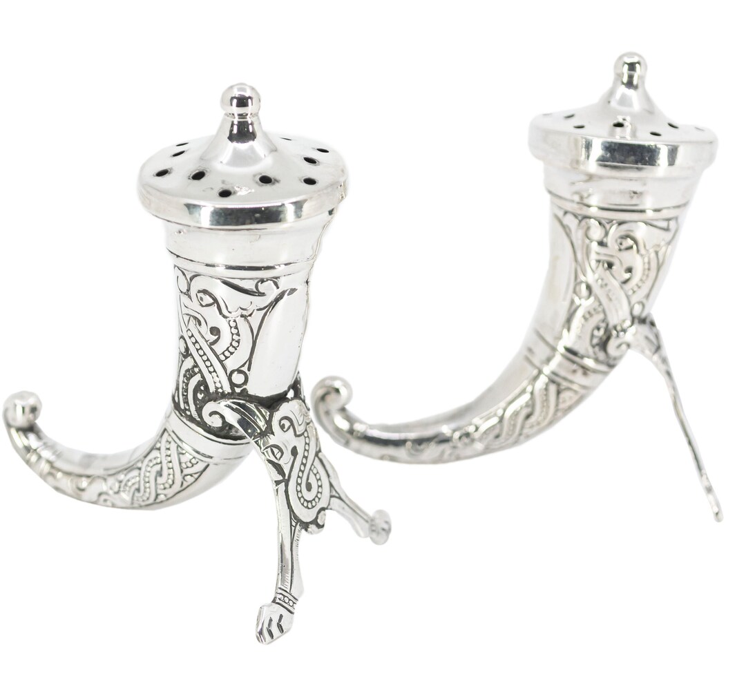 Silver "cornucopia" Salt and Pepper Shakers Set 12857-2909 - Etsy