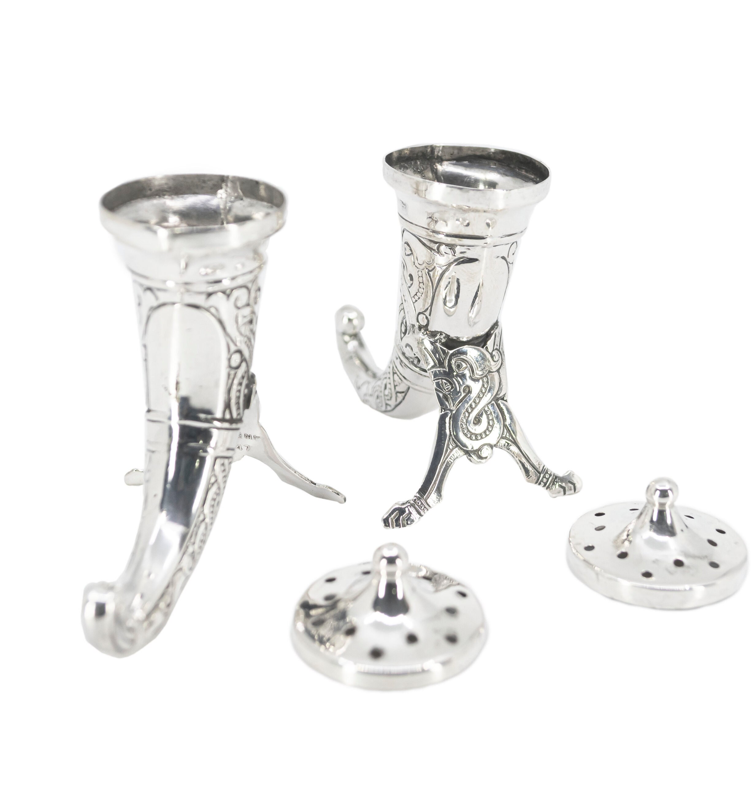 Silver cornucopia Salt and Pepper Shakers Set 12857-2909 - Etsy