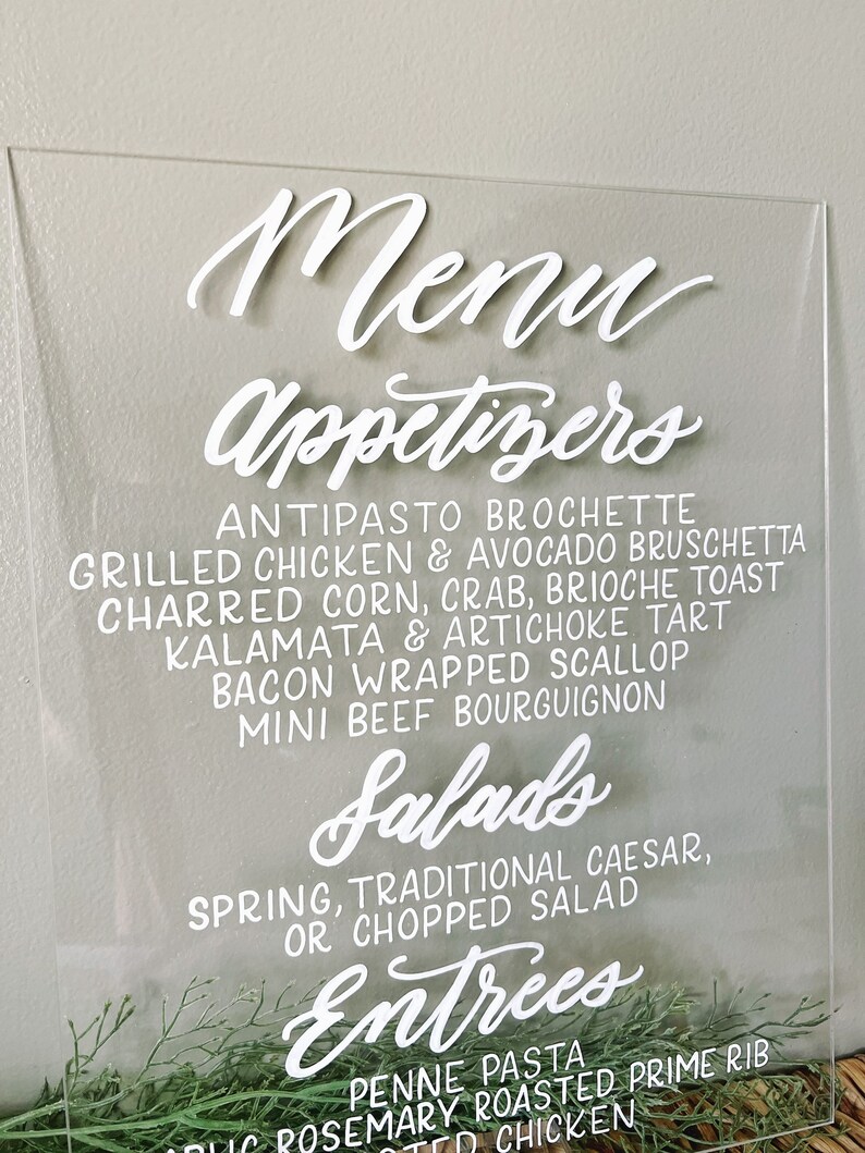 Wedding Buffet Menu Sign Acrylic Wedding Menu Sign - Etsy