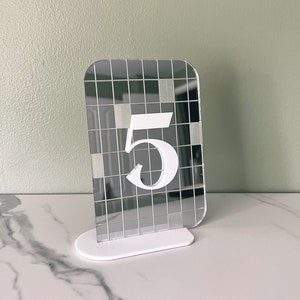 Retro Wedding Table Numbers, Arch Mirror Table Numbers, Silver Table ...