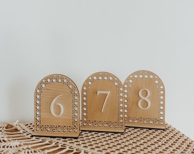 Rattan Table Numbers Boho Arch Table Numbers Wedding Table Number Sign ...