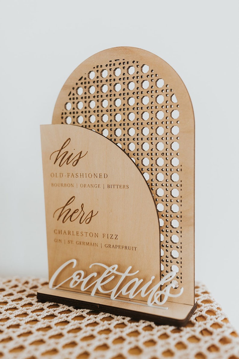 Boho Wedding Cocktail Sign Wood Cocktail Menu Bar Sign - Etsy