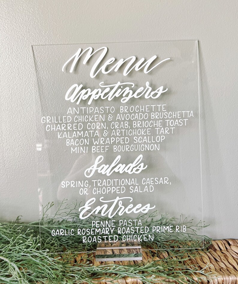 Wedding Buffet Menu Sign Acrylic Wedding Menu Sign - Etsy