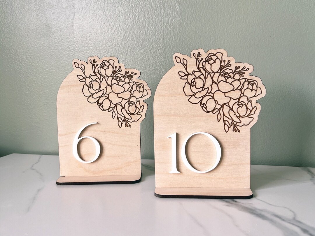 Floral Wedding Table Numbers, Arch Wood Table Numbers, Wood Table ...