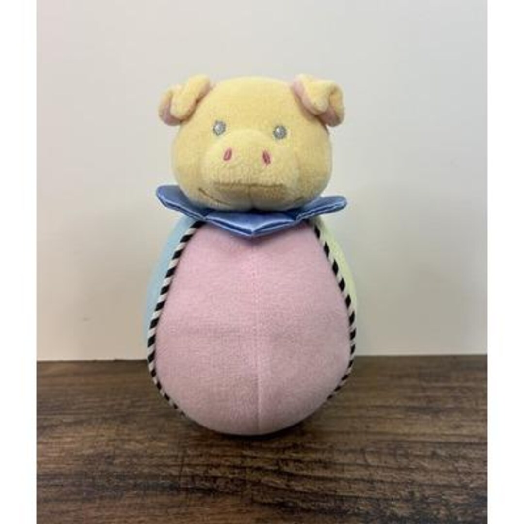 Vintage Pastel Pig 7” Plush Roly Poly Toy Stuffed Animal W/ Bell Rattle ...