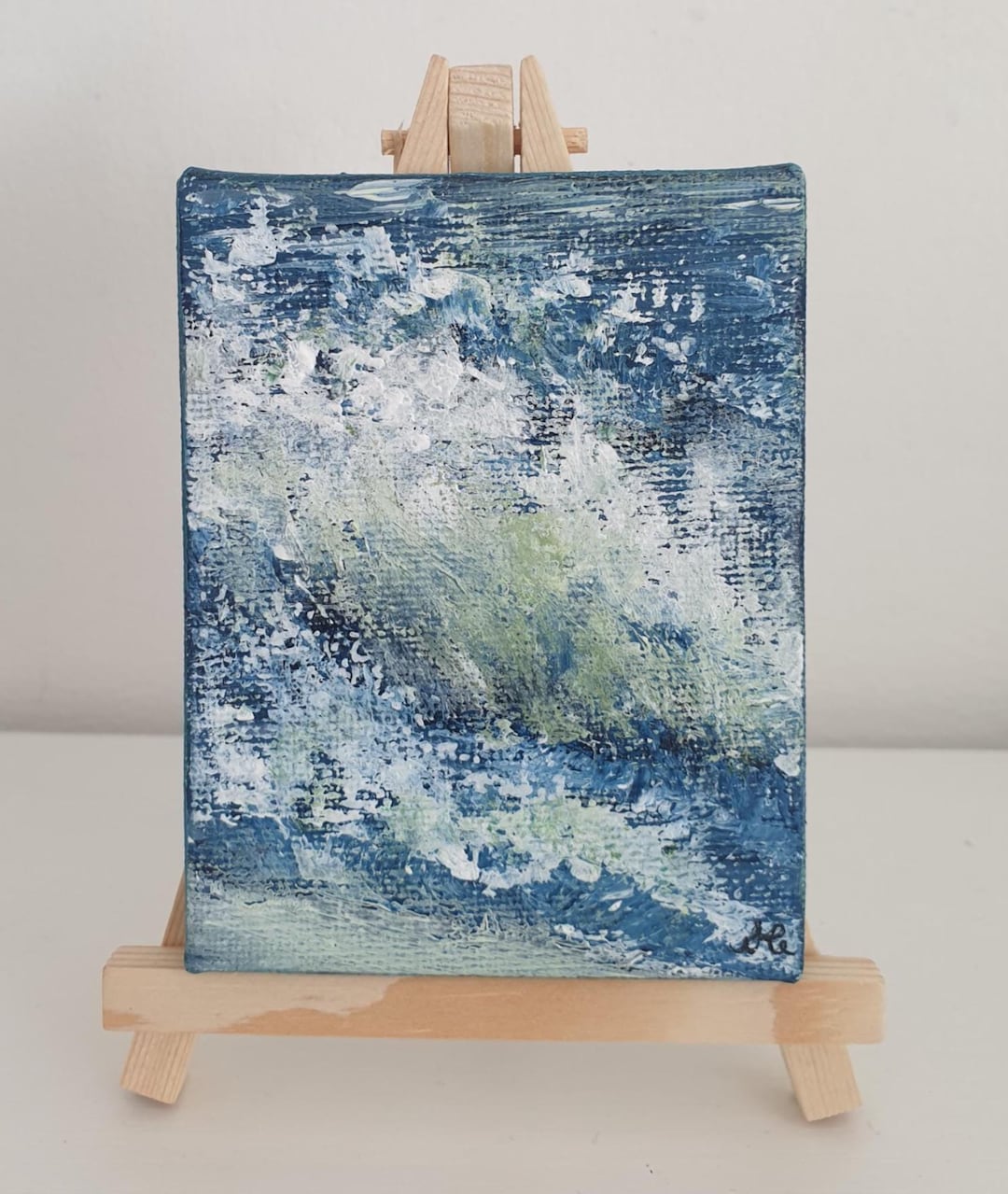 Miniature Waves Painting: Impressionist Seascape Acrylic Art Stretched ...