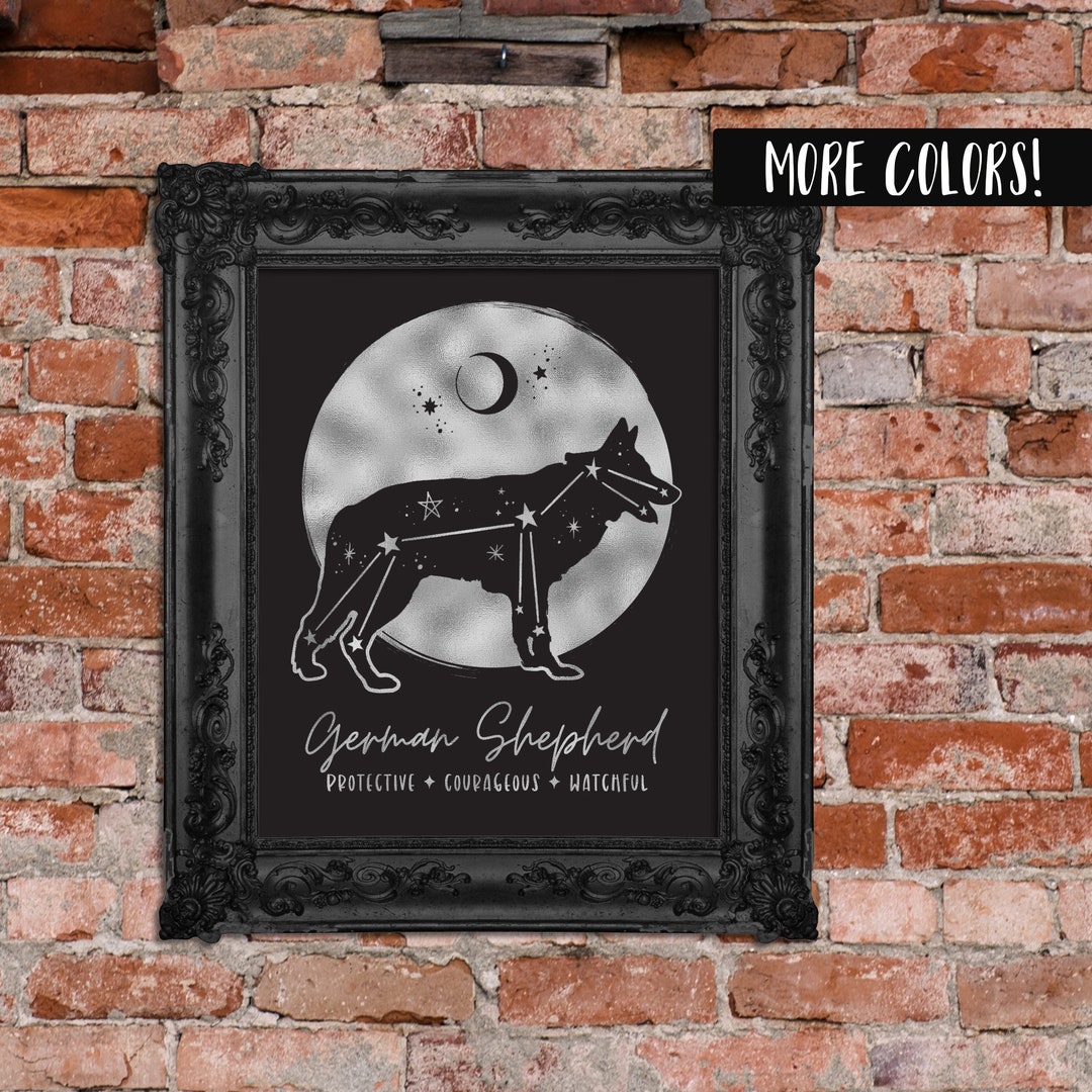 German Shepherd Constellation Foil Art, GSD Print, Zodiac Dog, Dog ...
