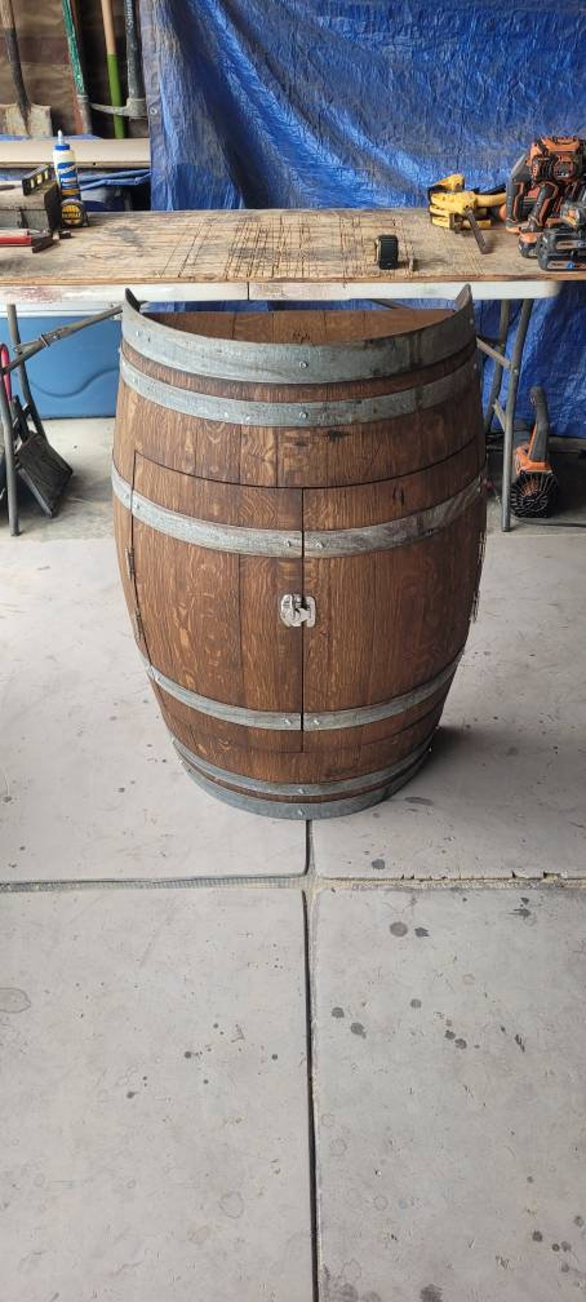 Half Wine Barrel 2 Door Cabinet W/ Shelf - Etsy