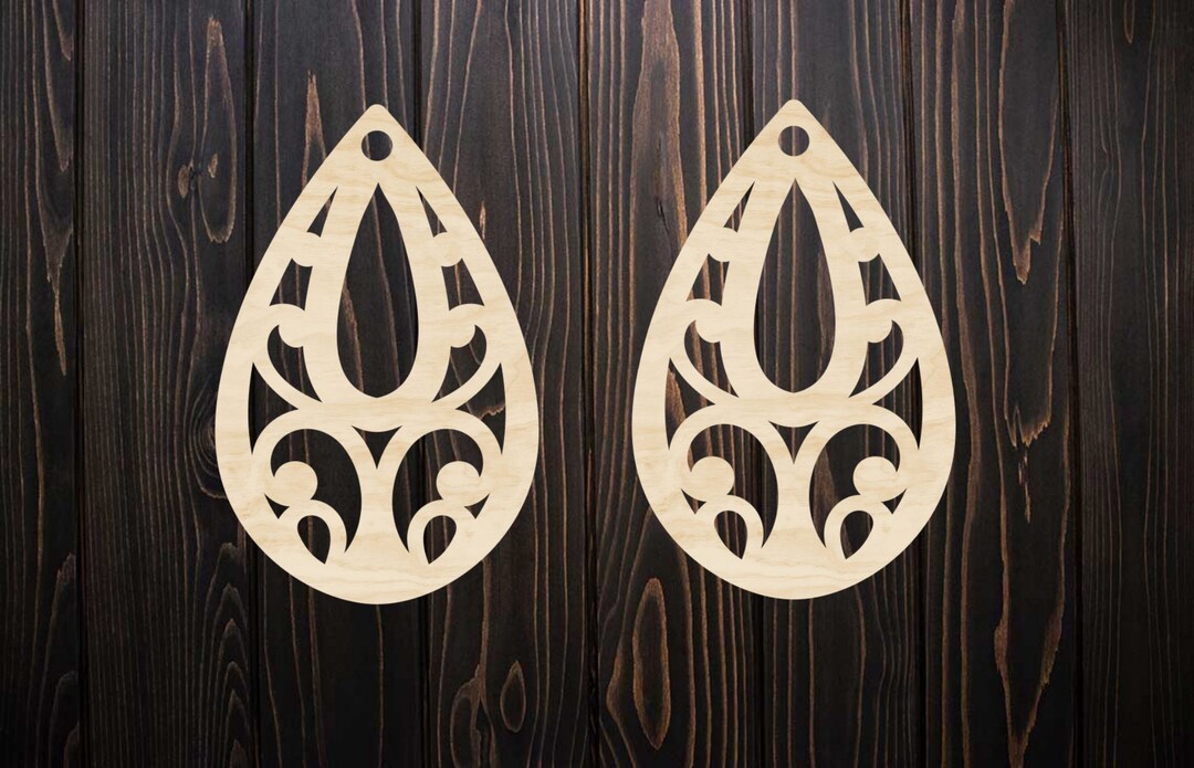 Teardop Blank Earrings, Bulk, Unfinished, Laser Cut Wood, Earring ...