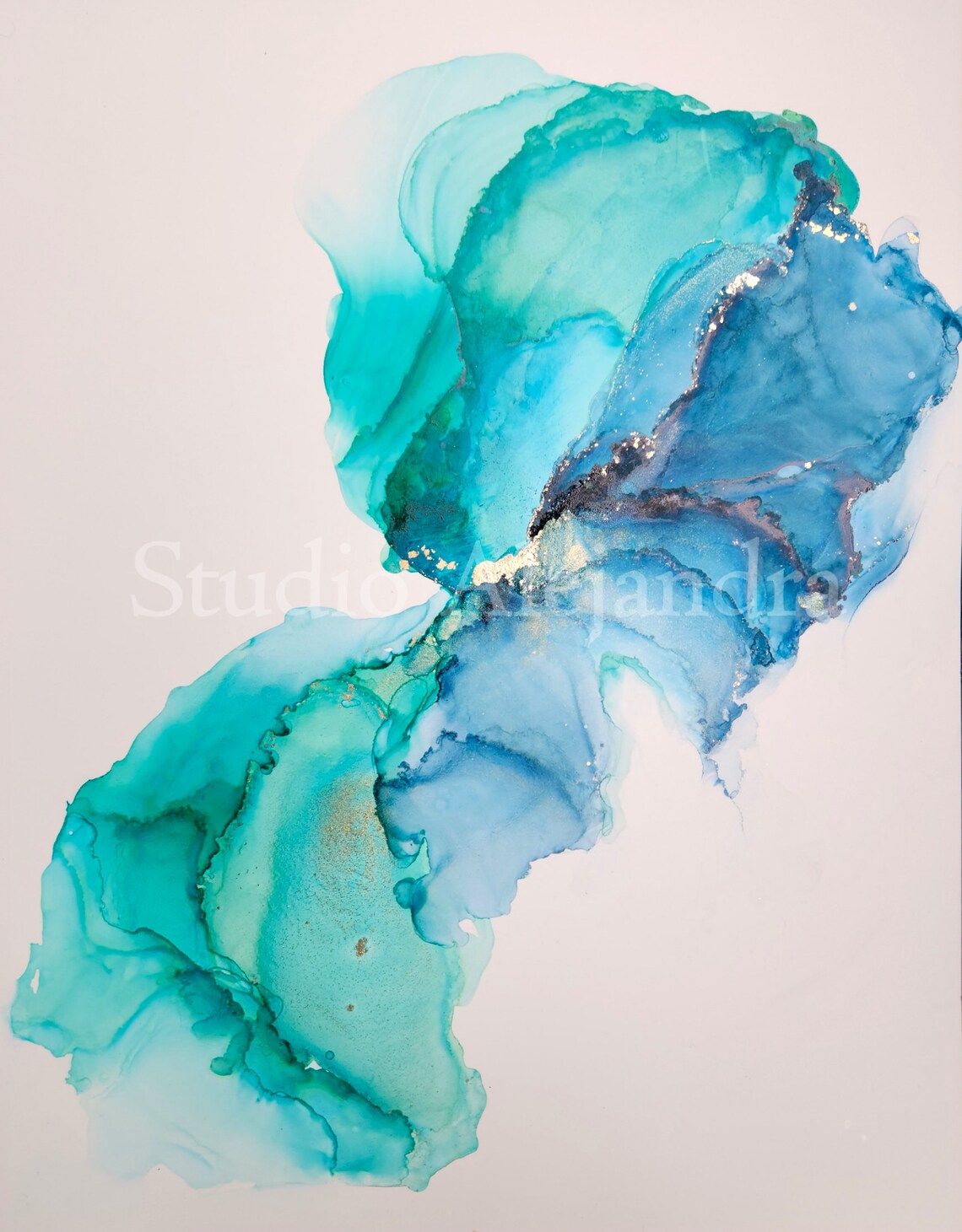Blue and Green Geode Wisp: Natural Art - Marble Art - Abstract Art ...