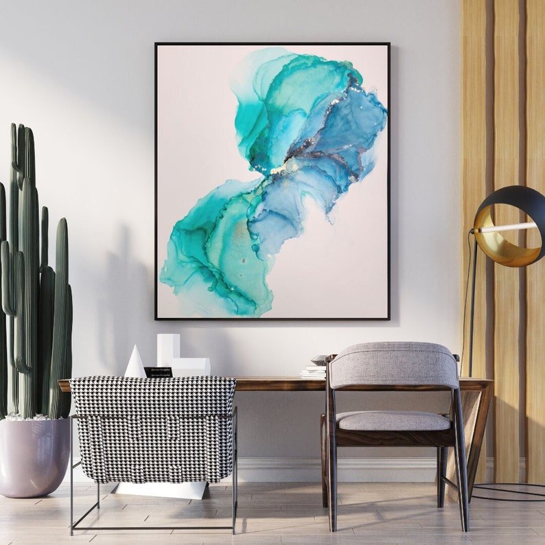 Blue and Green Geode Wisp: Natural Art - Marble Art - Abstract Art ...