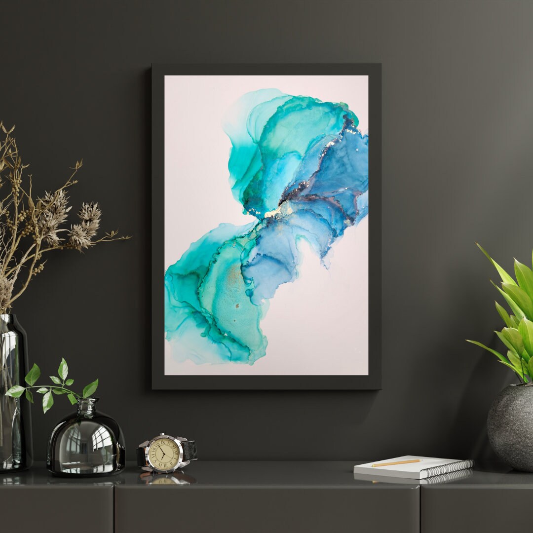 Blue and Green Geode Wisp: Natural Art - Marble Art - Abstract Art ...