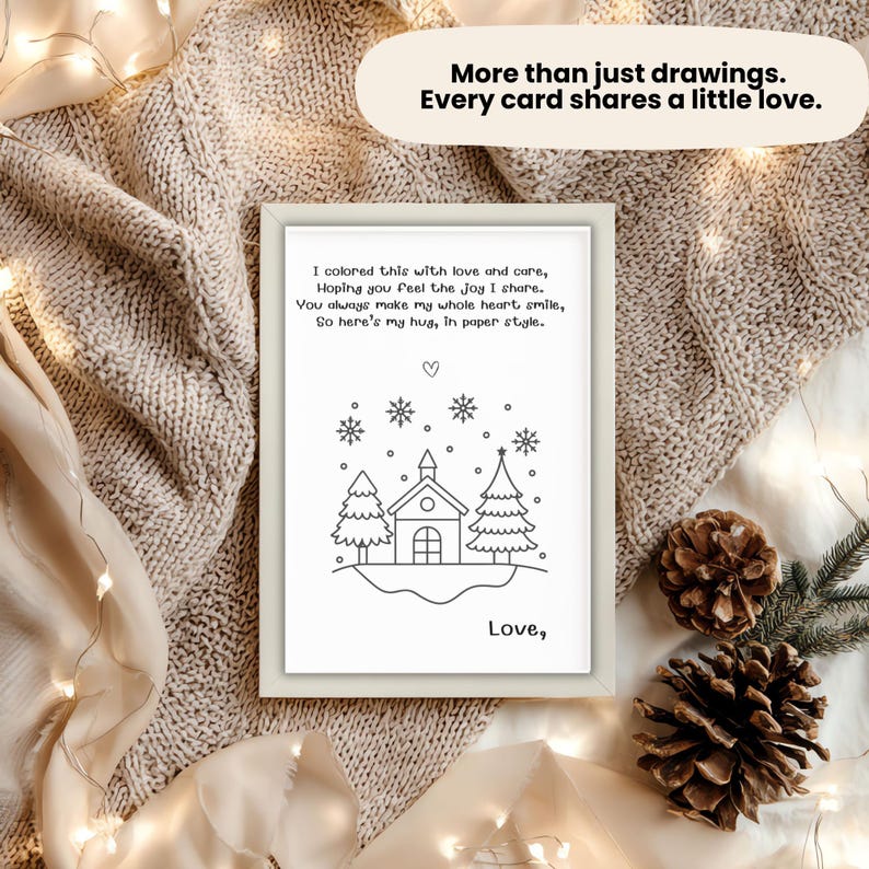Printable Christmas Cards to Color for Kids - Foldable Holiday Cards ...