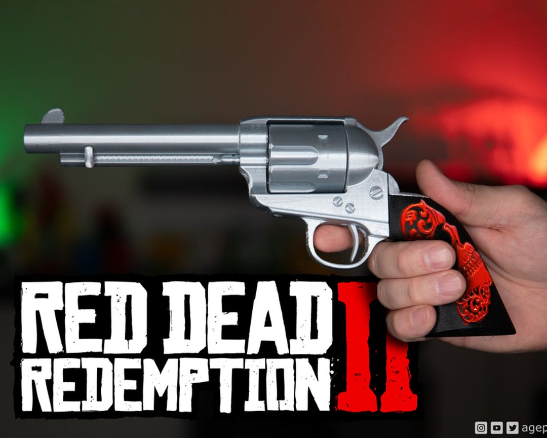 RDR2 Micah's Revolver 3D Printed Replica With Custom Red - Etsy UK