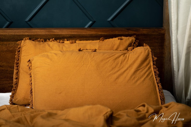 3 Pieces Stone Washed Rust Boho Duvet Uo Bedding With Tussle - Etsy