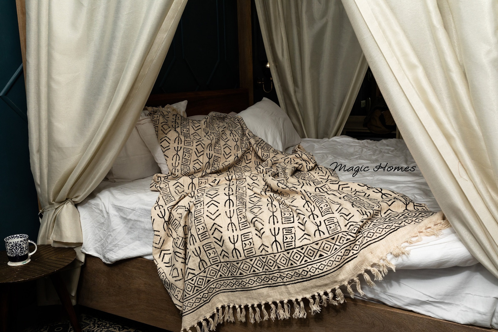 Beige Throw Bedding/ Boho Ethnic Hand Loomed Throw/ Cotton - Etsy