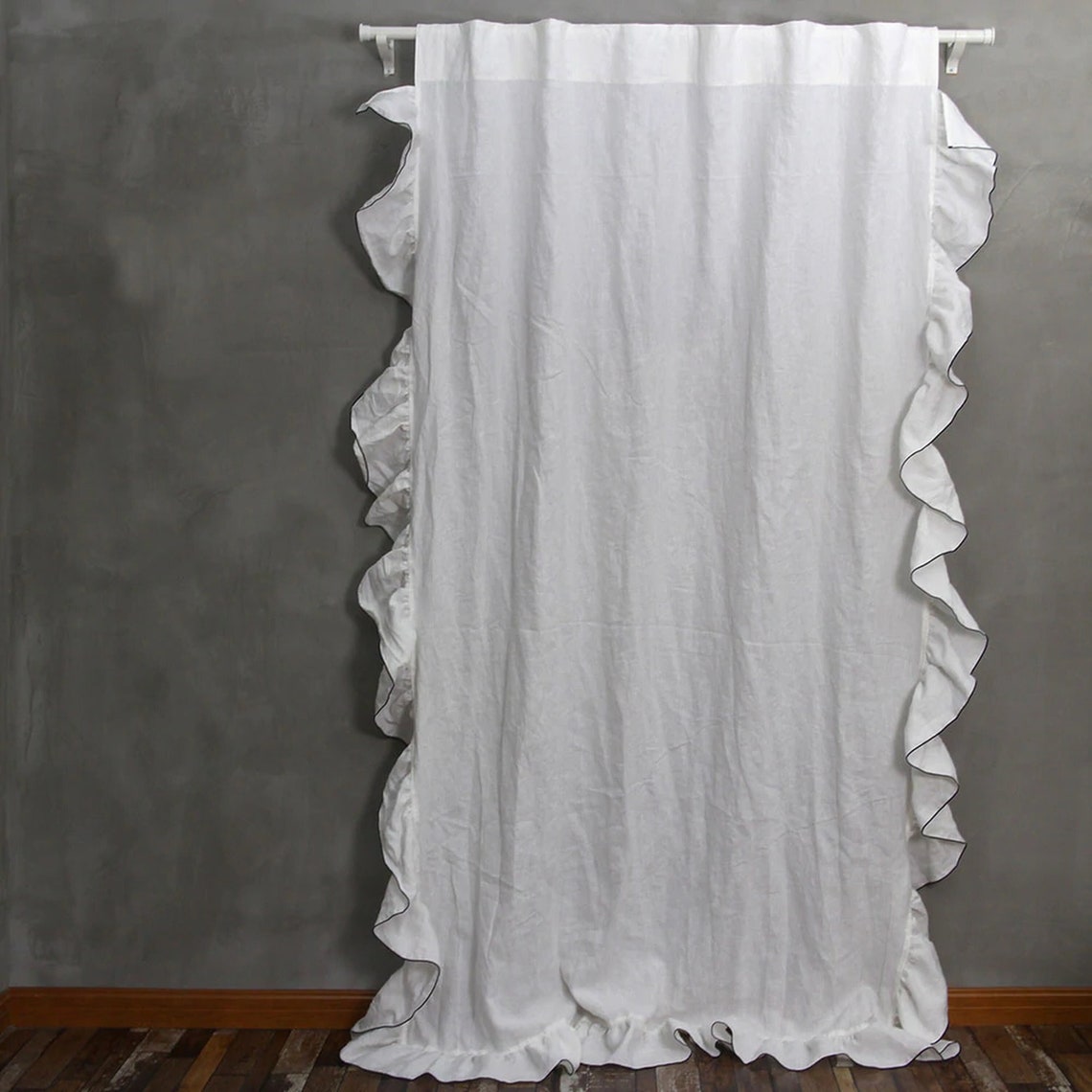 Frilled Linen Boho Curtain Panels Tie Top / Rod Pocket / Tab - Etsy