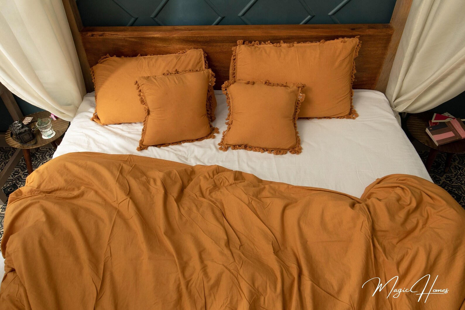 3 Pieces Stone Washed Rust Boho Duvet Uo Bedding With Tussle - Etsy