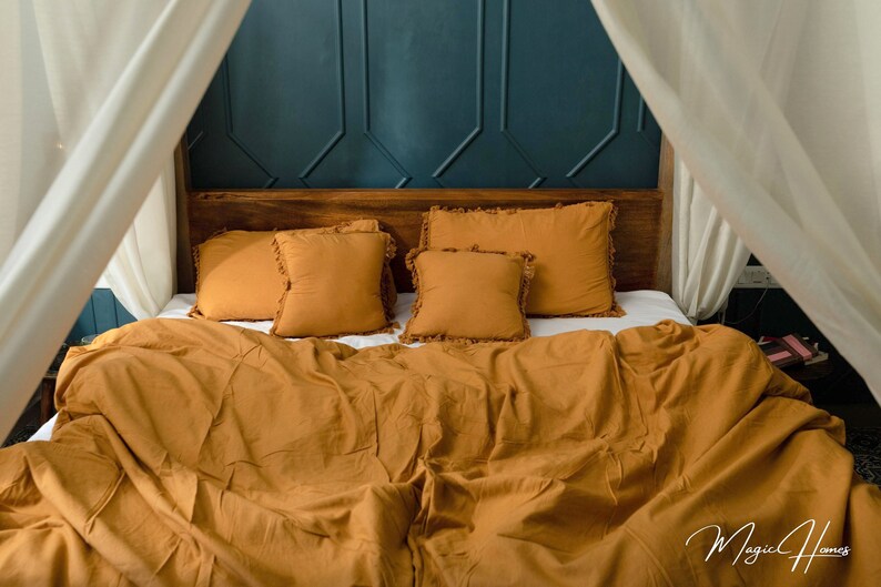 3 Pieces Stone Washed Rust Boho Duvet Uo Bedding With Tussle - Etsy